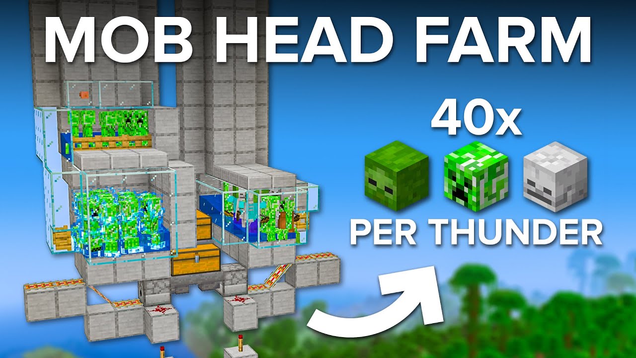 Minecraft Easy Mob Head Farm - 40 Per Thunderstorm - Shulkercraft